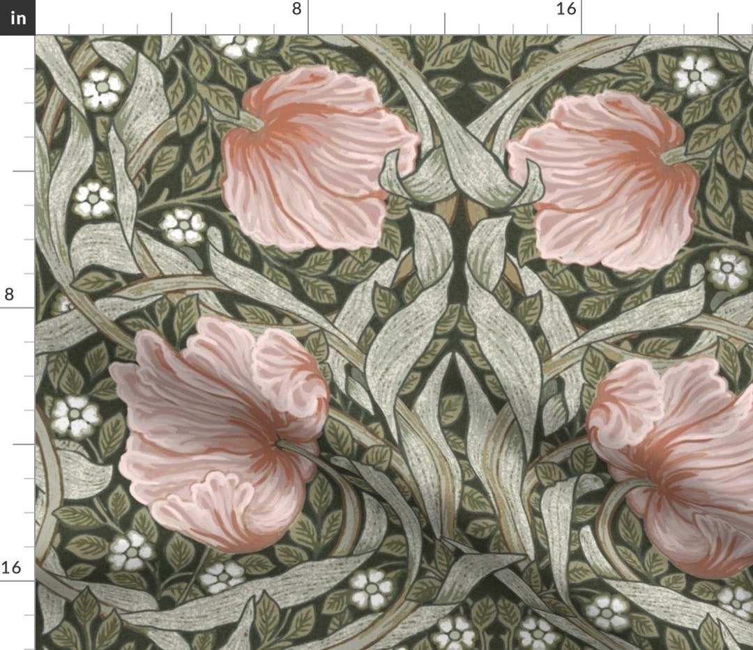 Green Fabric Pimpernel by Chantal_pare Large Scale William Morris ...