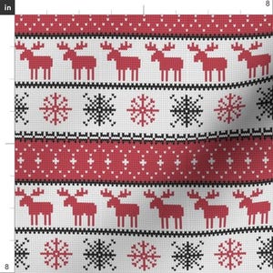 Christmas Fabric - Small Scale Fair Isle Moose Winter Knits by ...