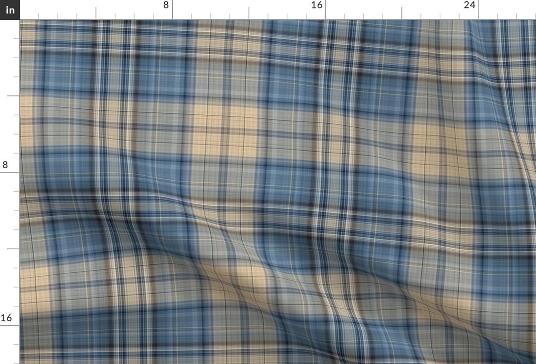 Plaid Fabric - Handmade Paper Plaid 2 by Anniedeb - Plaid Blue Beige ...