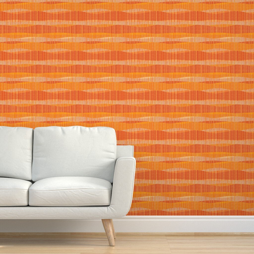 Mid Century Wallpaper Mid Mod Lines Sunrise by Theodesign | Etsy