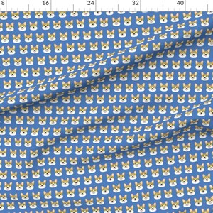 Corgi Fabric Corgi Glasses Nerd Dog Fabric on Blue by Petfriendly Blue ...