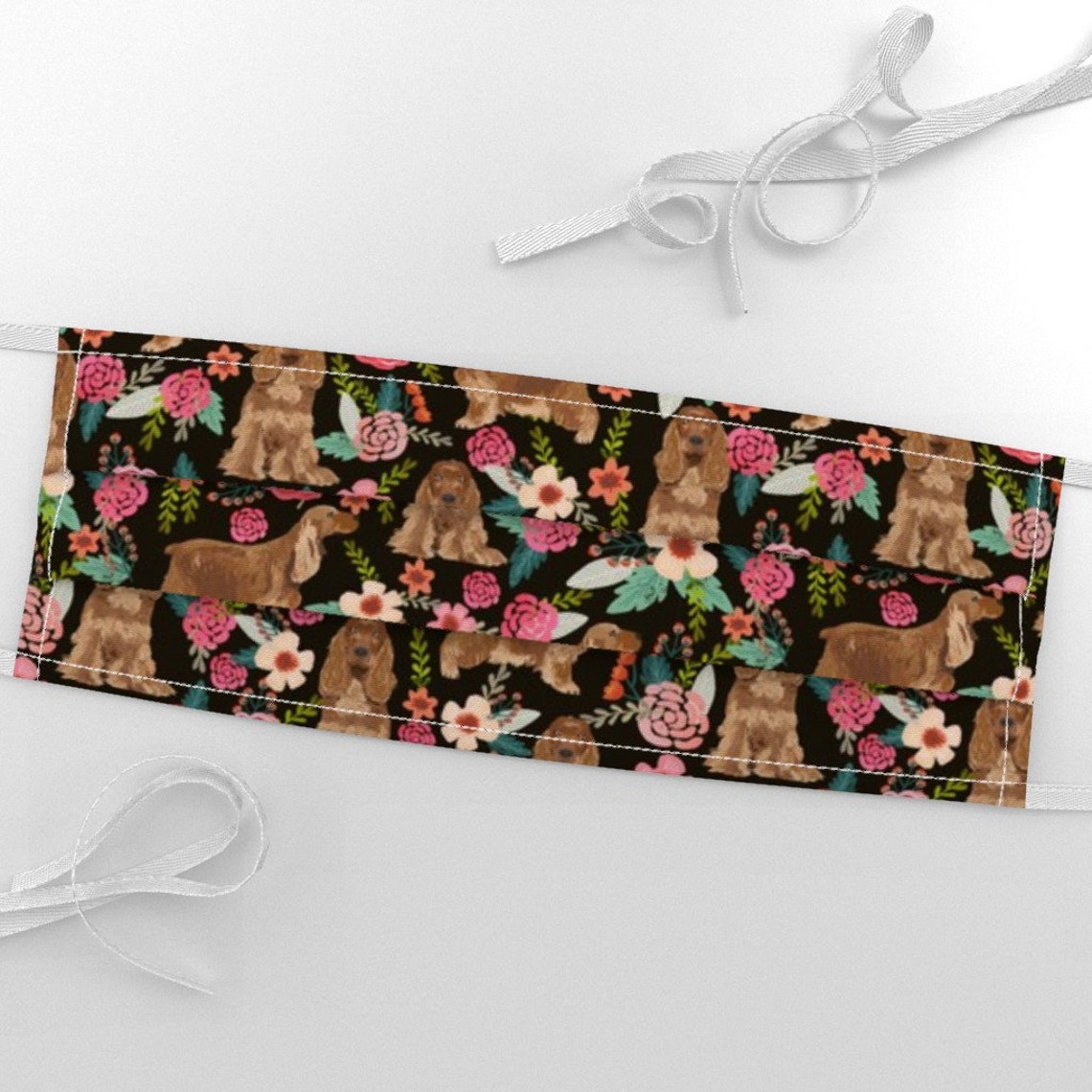 Cocker Spaniel Fabric Cocker Spaniel Florals Flowers Dog | Etsy