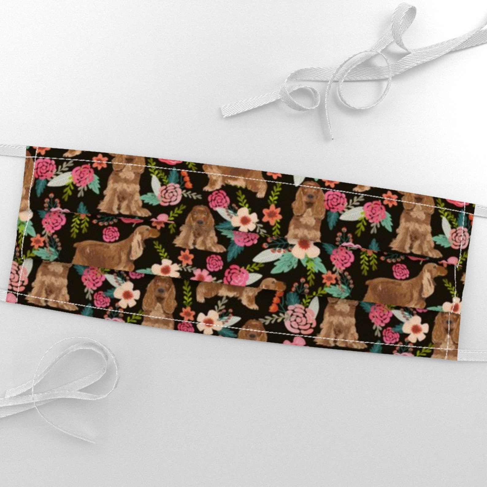 Cocker Spaniel Fabric Cocker Spaniel Florals Flowers Dog | Etsy