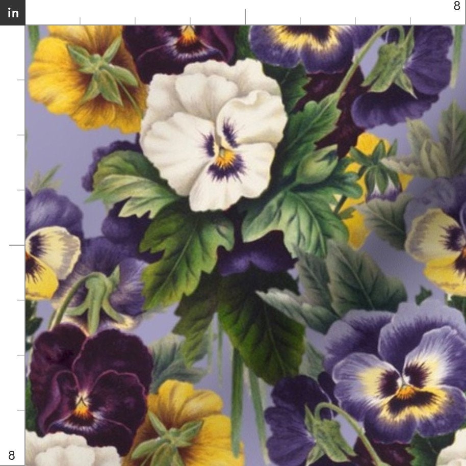 Pansy Fabric Pansies by Peacoquettedesigns Purple and - Etsy