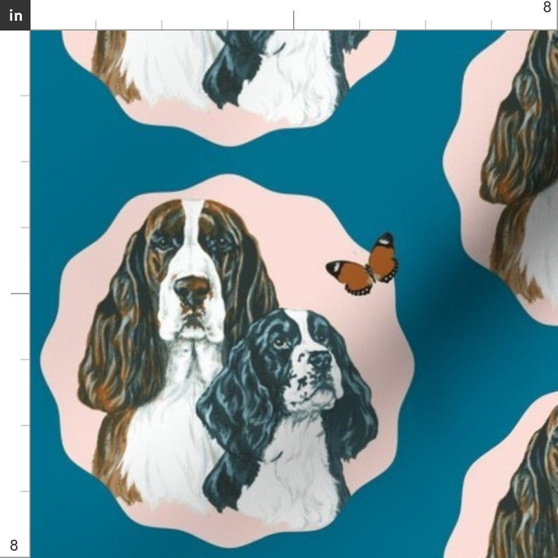Spaniel Fabric English Springer Spaniel Portrait by Bow Lady - Etsy