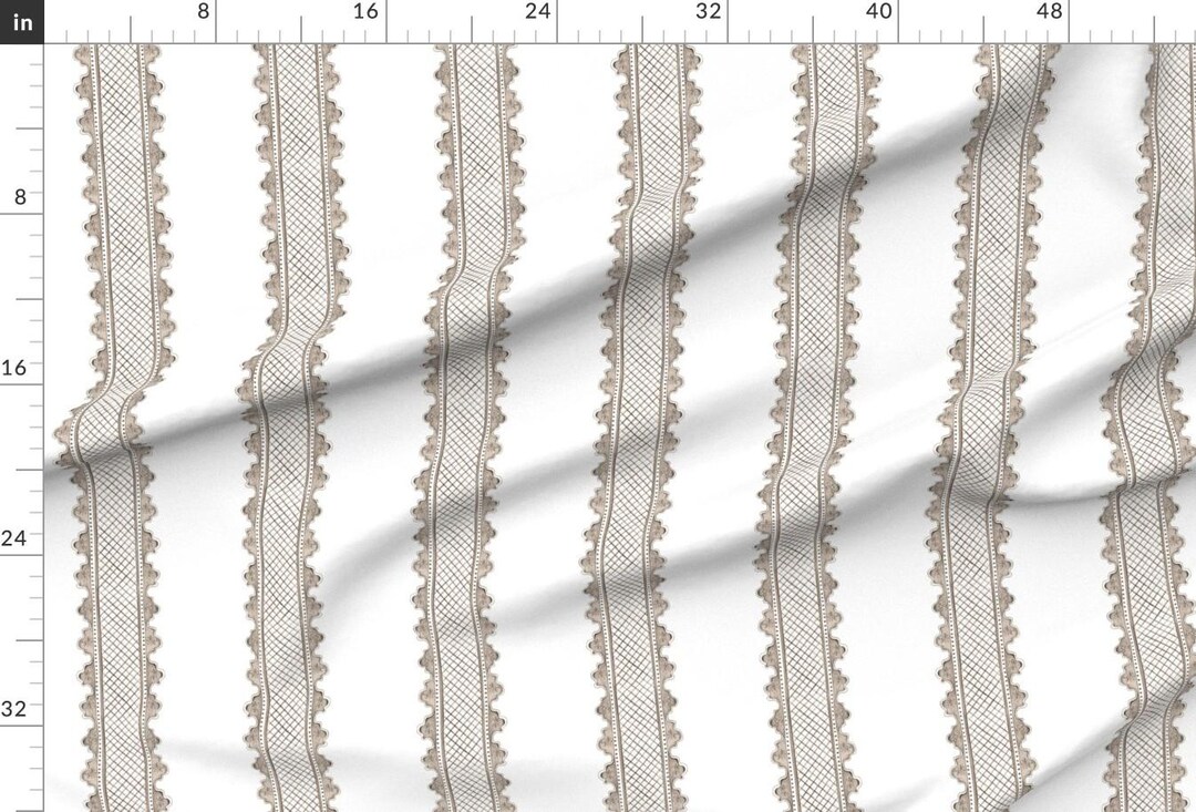 Neutral Preppy Extra Wide Sateen Fabric Classic Stripe Grandmillennial ...
