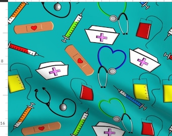 Hospital Nurse Fabric Nurse Medical Theme by Hot4tees | Etsy