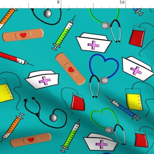 Nurse Fabric Nurse Theme by Hot4tees Bgyahoo Com Nurse - Etsy