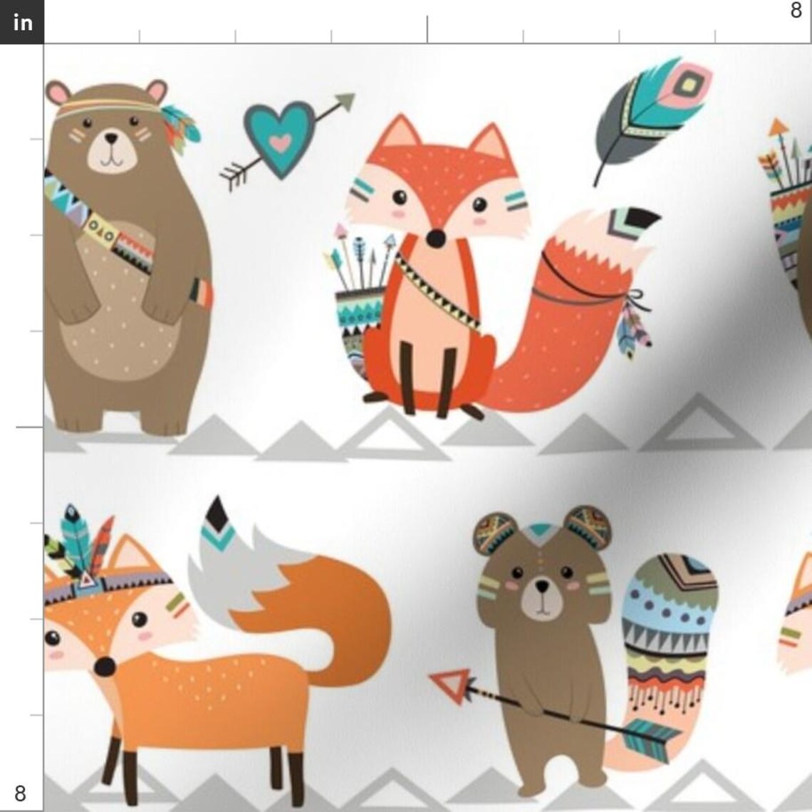 Woodland Fabric - Tribal Woodland Creatures by Rocky Rocks Designs ...