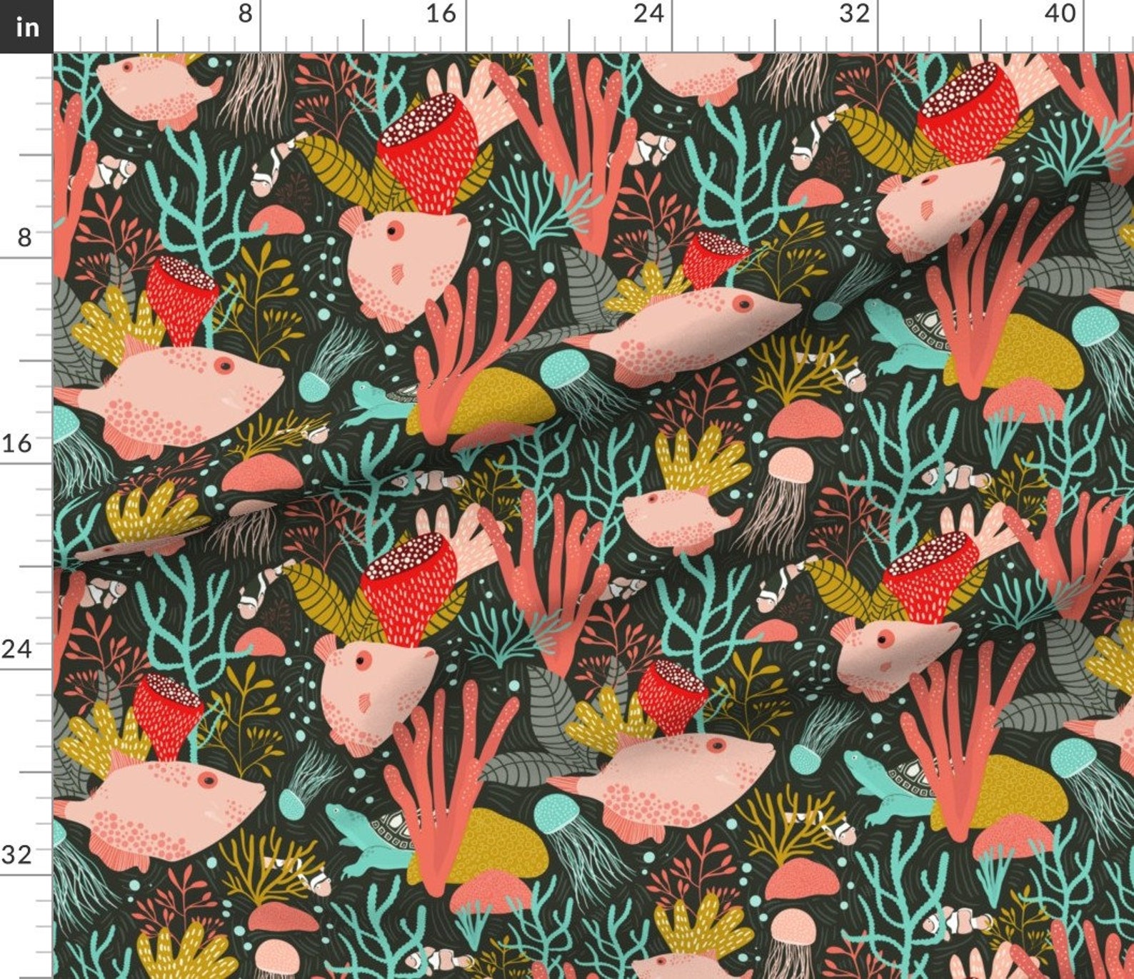 Marine Life Fabric Marine Life by Melarmstrongdesign Marine | Etsy