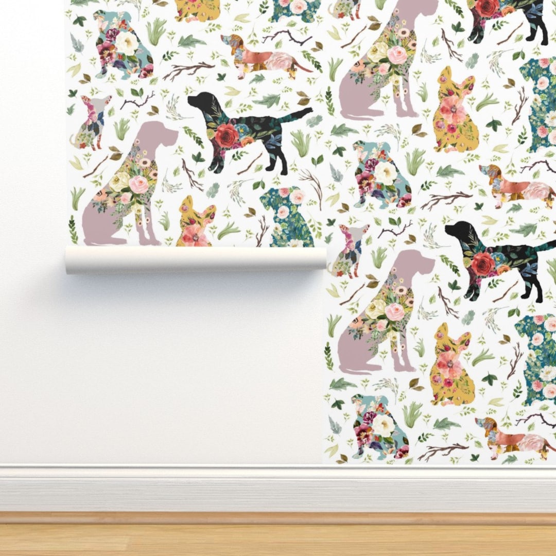 Floral Dogs Wallpaper 8 Patchwork Dogs by Shopcabin - Etsy