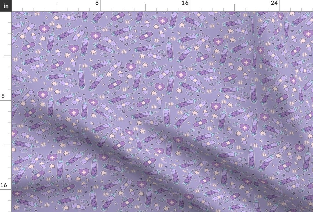 First Aid Purple Fabric Purple Nurse Repeat With Syringes and Bandages ...