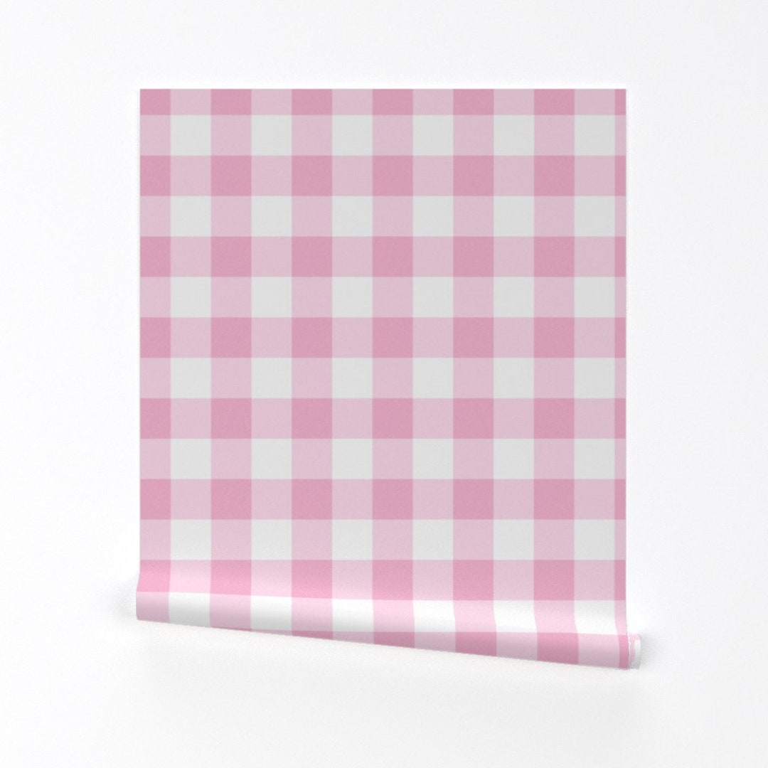 Pink Gingham Wallpaper Buffalo Check in Pink by Domesticate - Etsy
