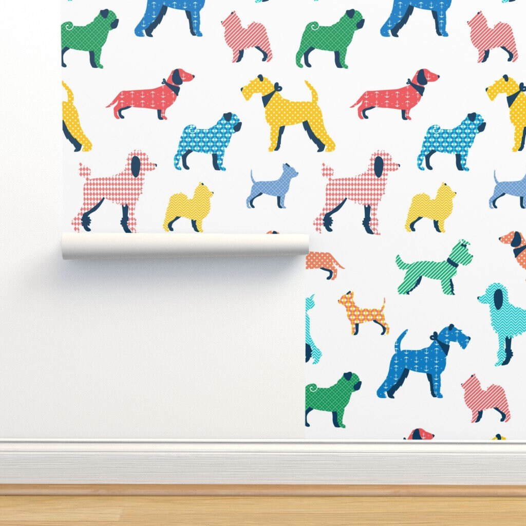 Dog Wallpaper Patterned Dogs Vibrant Big by Ewa Brzozowska - Etsy