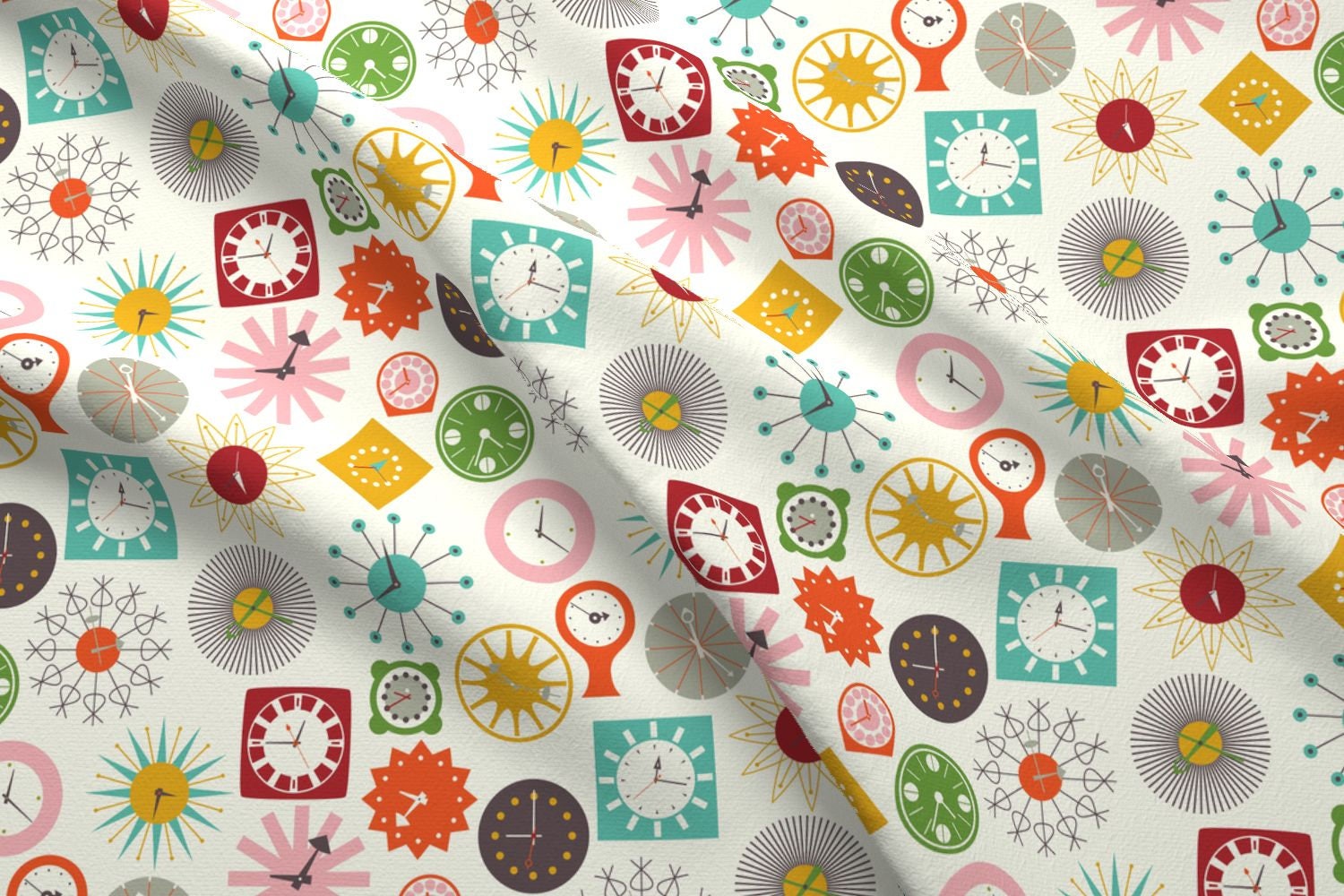 Mod Clock Fabric Clocks35-05 By Katerhees Mod Scandi Retro | Etsy