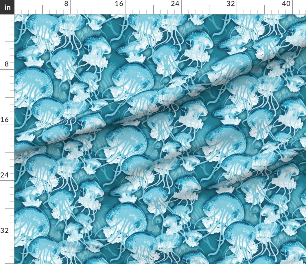 Jellyfish Fabric Jellyfish by Leventetladiscorde Jellyfish - Etsy