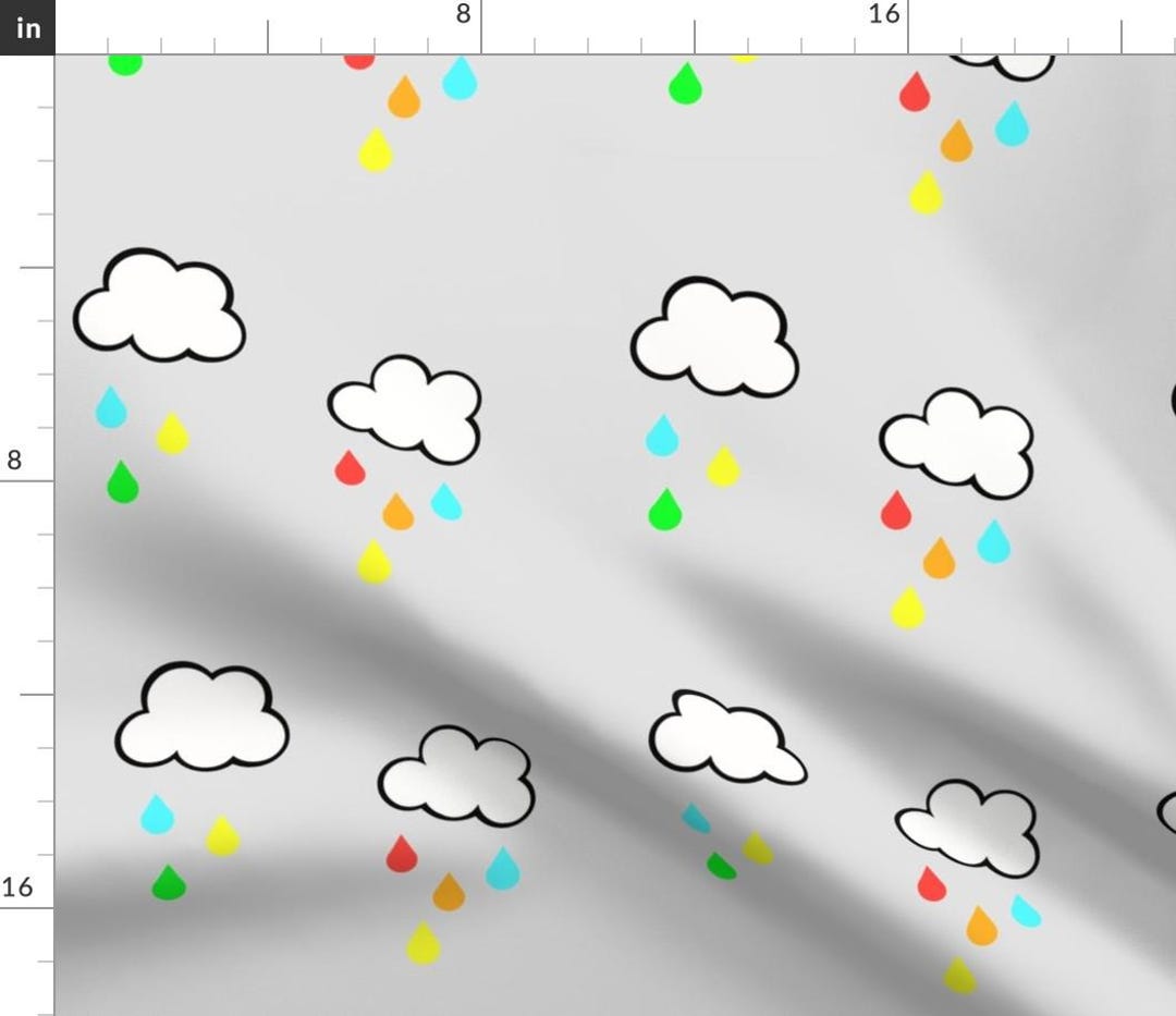 Rainbow Rain Fabric Rainbow Rain Clouds on Grey by Modfox Rainbow Rain ...
