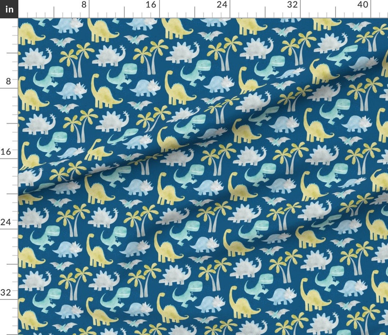 Dinosaur Fabric Dinosaur Pattern Blue by Nick Neuman | Etsy