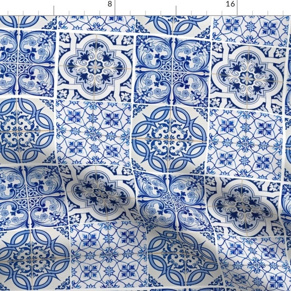 Moroccan Blue and White Fabric - Etsy