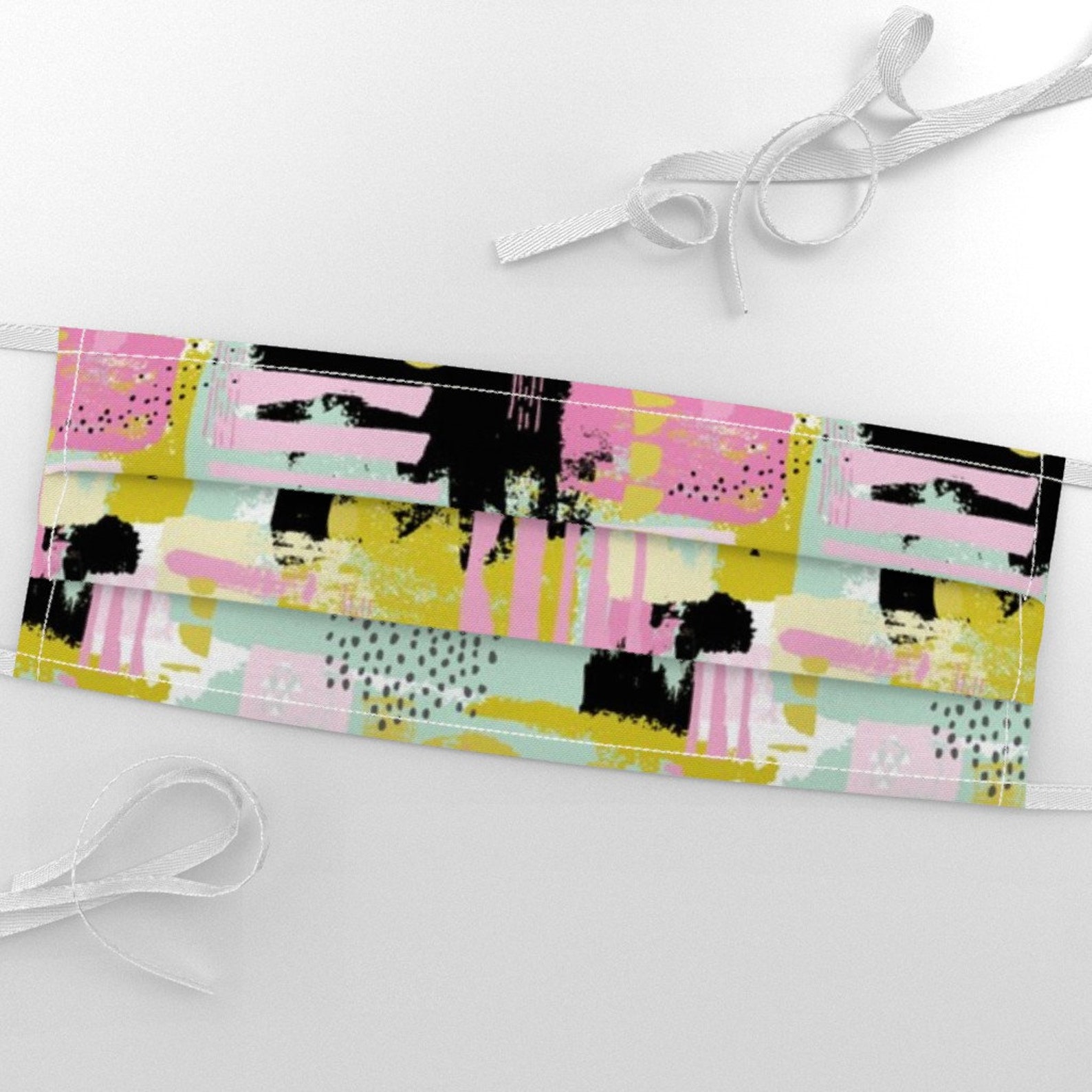 Mod Fabric Mod Pattern in Pink Black White Gray Yellow by - Etsy
