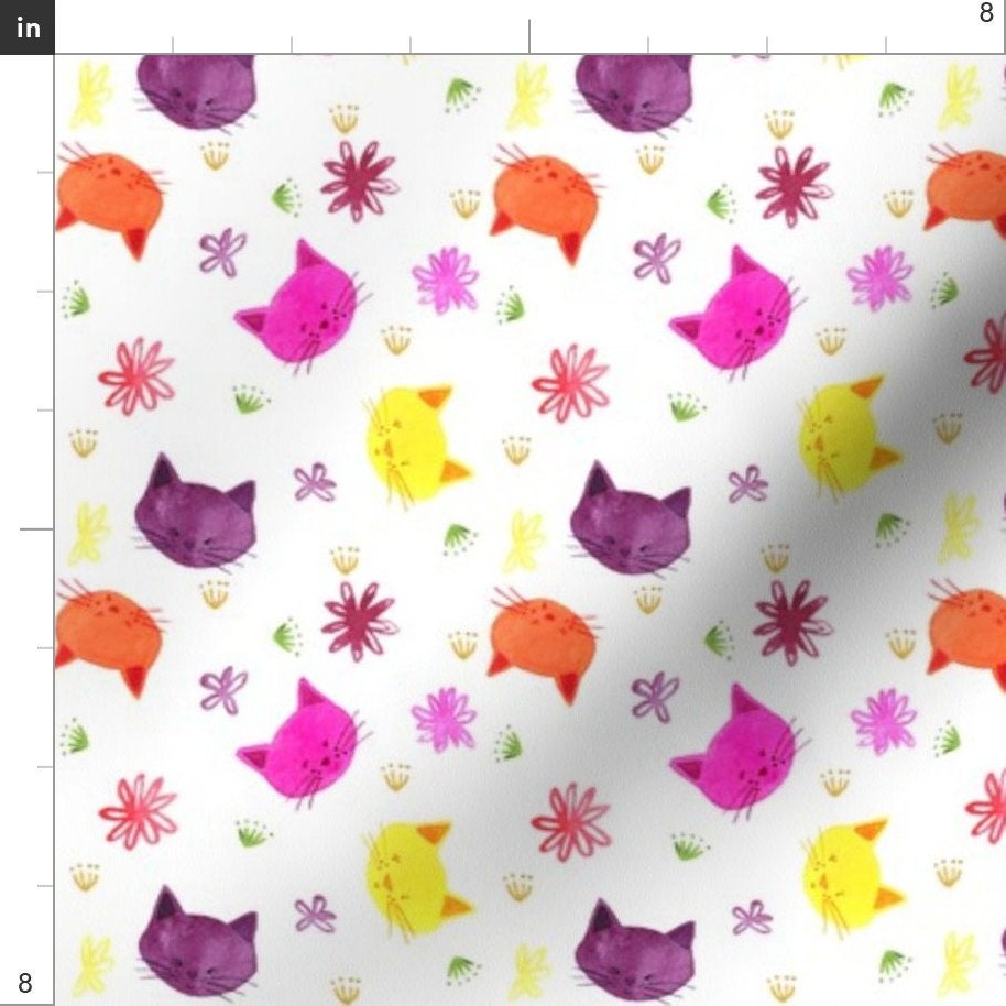 Floral Fabric Cats by Call Me Chartreuse Flower Feline | Etsy