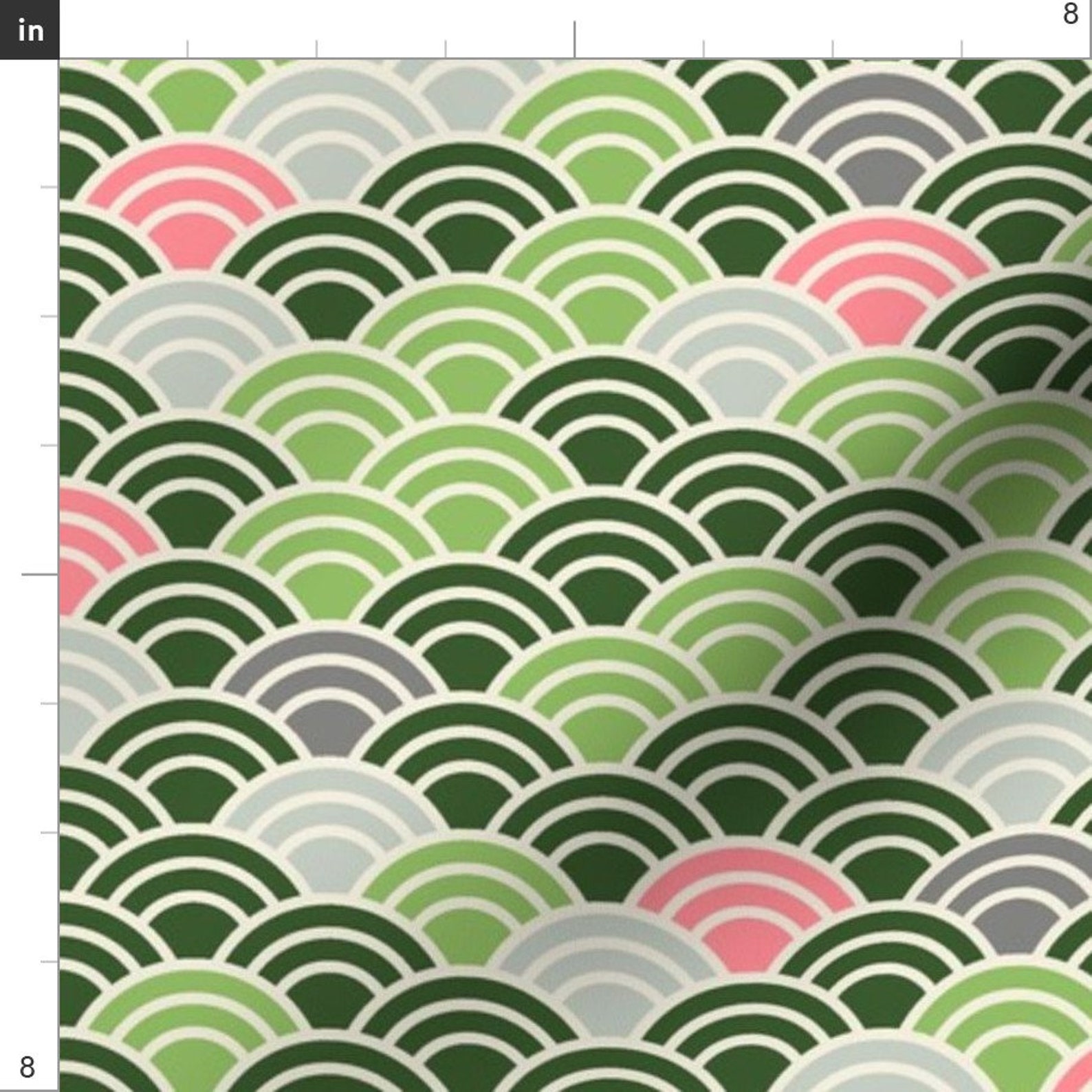 Seigaiha Green Japanese Wave Fabric Japanese Wave Seaweed - Etsy
