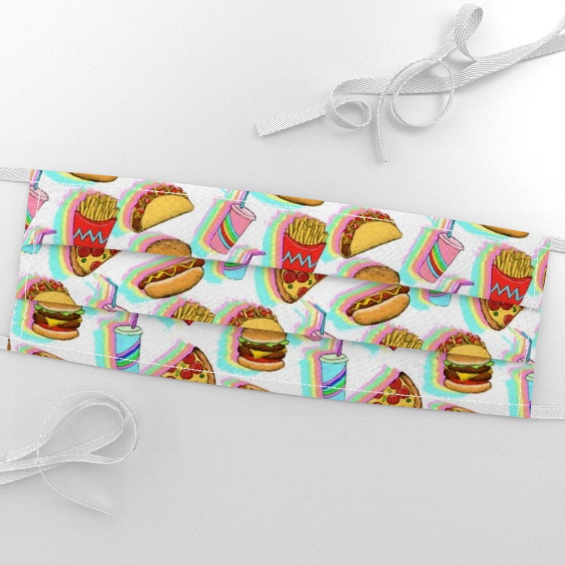 Fast Food Fabric Painted Rainbow Fast Food on White Small | Etsy