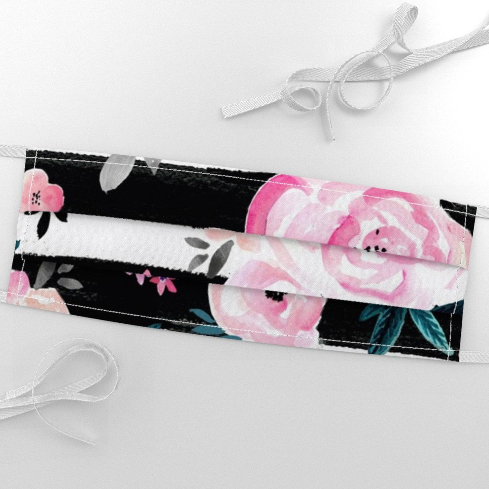 Flowery Bands Fabric Sunset Rose Stripe by Crystal Walen | Etsy