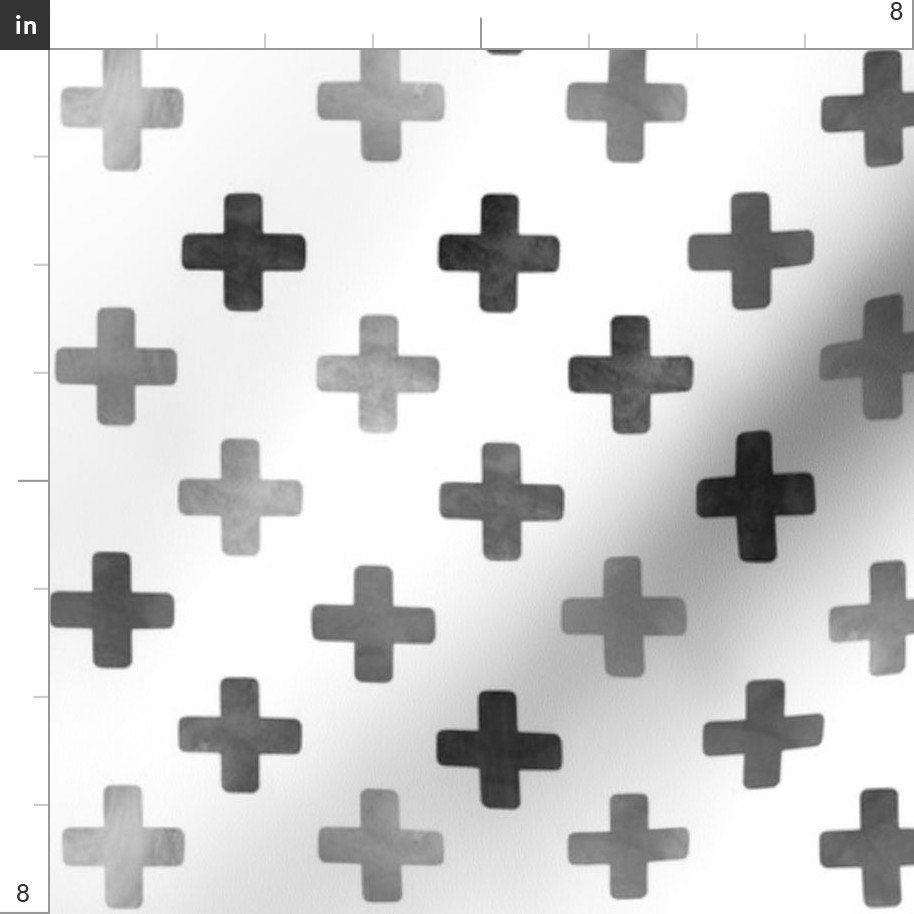 Swiss Cross Fabric Swiss Cross Pattern Grey On White By | Etsy