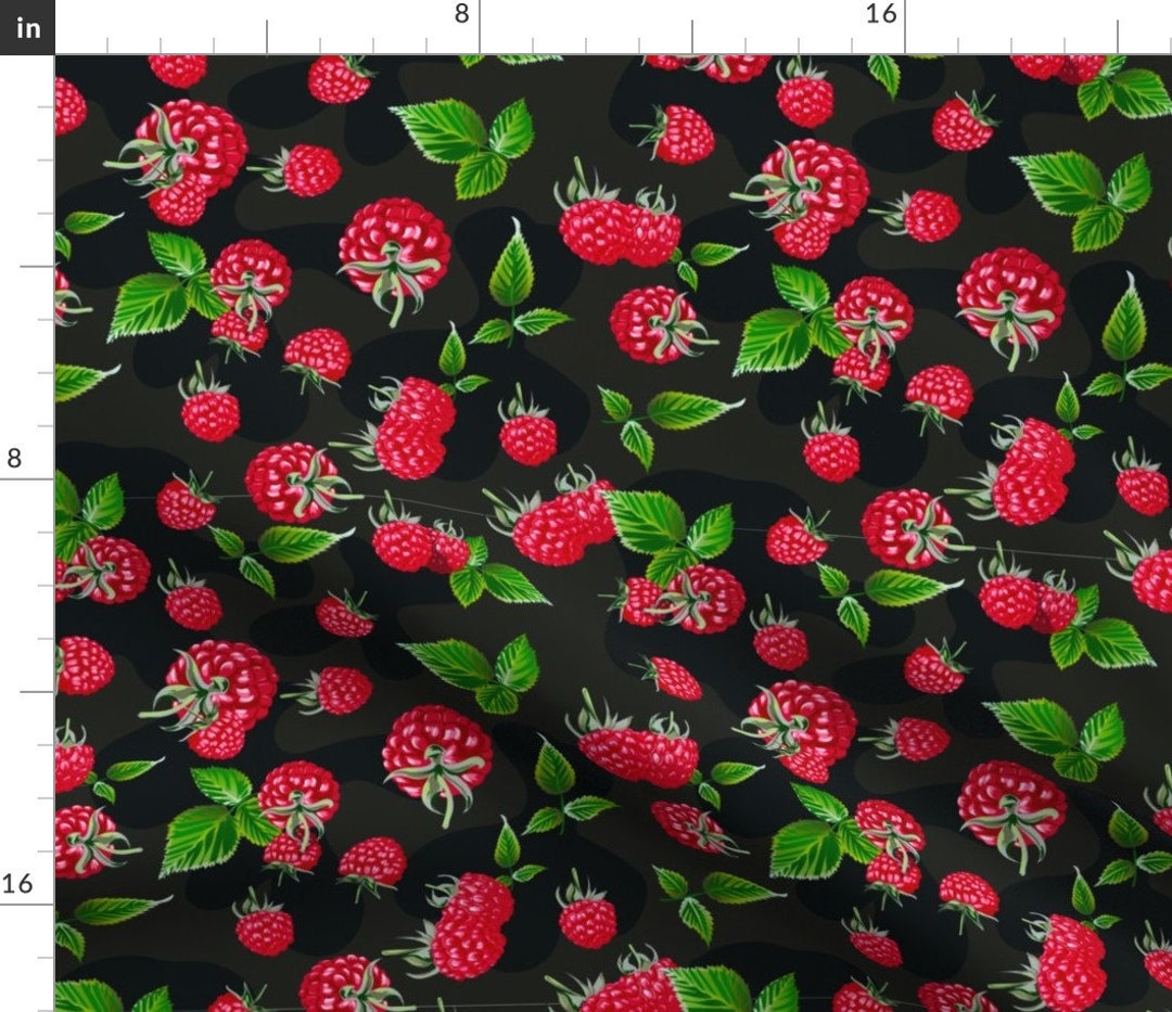 Raspberries Fabric Raspberry by Zazulla Vector Raspberry - Etsy