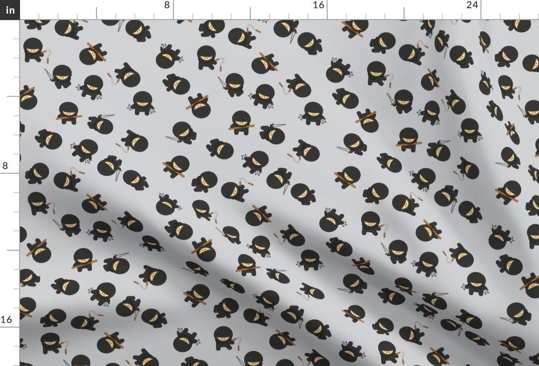 Ninja Fabric Beware Ninjas by Studiofibonacci Kawaii Ninja Fighter ...