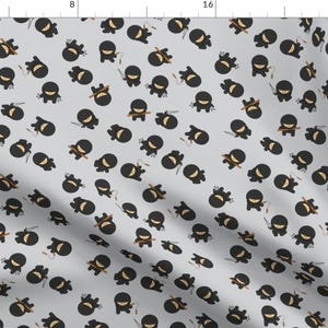 Ninja Fabric Beware Ninjas by Studiofibonacci Kawaii Ninja Fighter ...