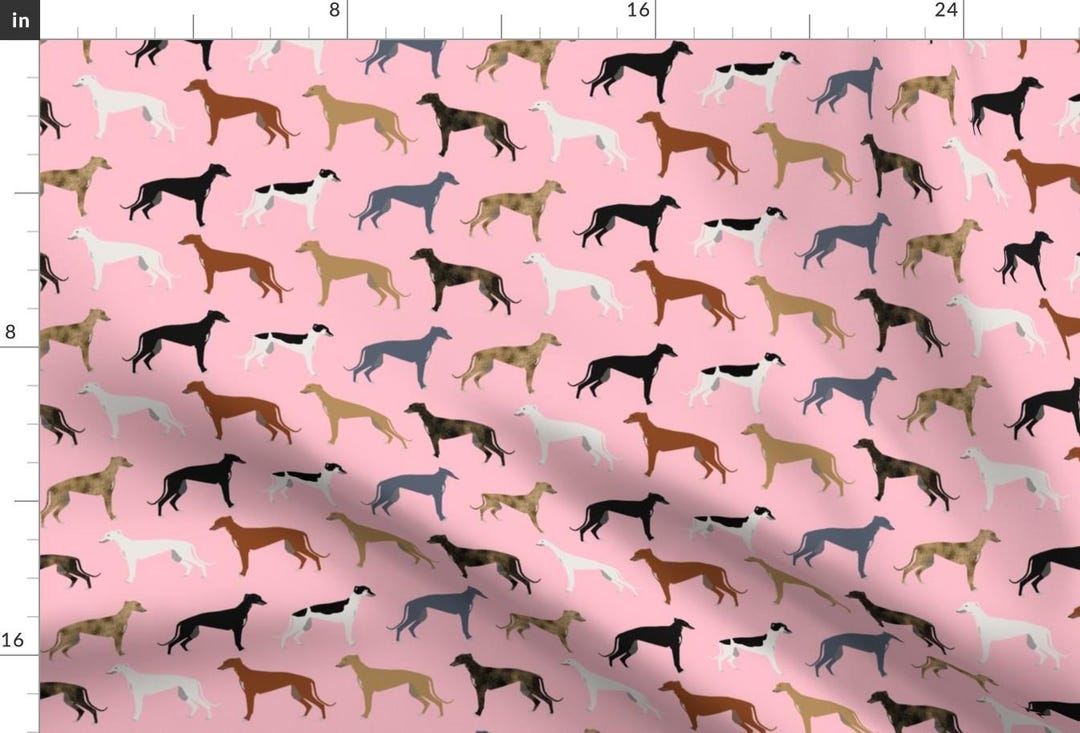 Pink Dog Fabric - Greyhound Pink Dogs Rescue Print Brindle Greyhounds ...