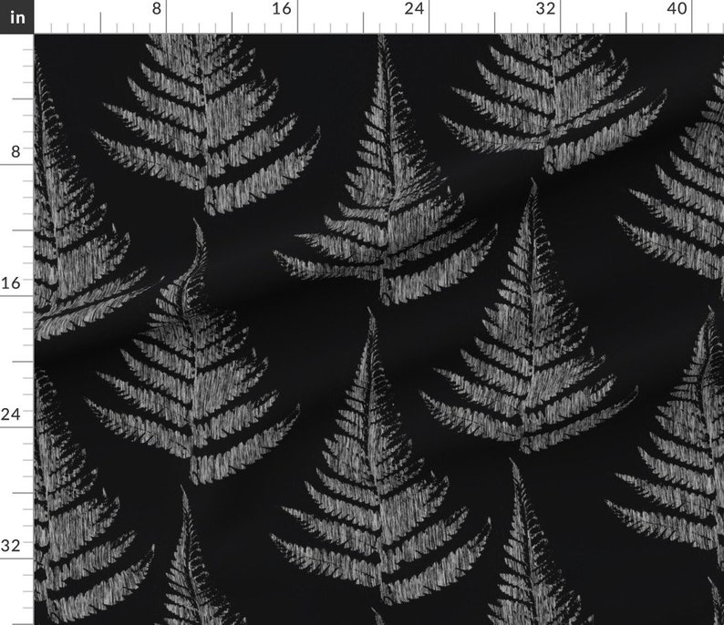 Gray Fern Fabric Fern Print Dark by Thecalvarium Gray - Etsy UK