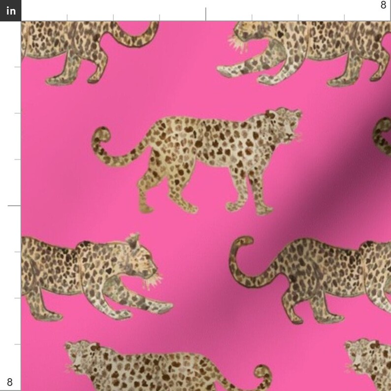 Small Leopards on Pink Fabric Leopard Parade Hot Pink by - Etsy