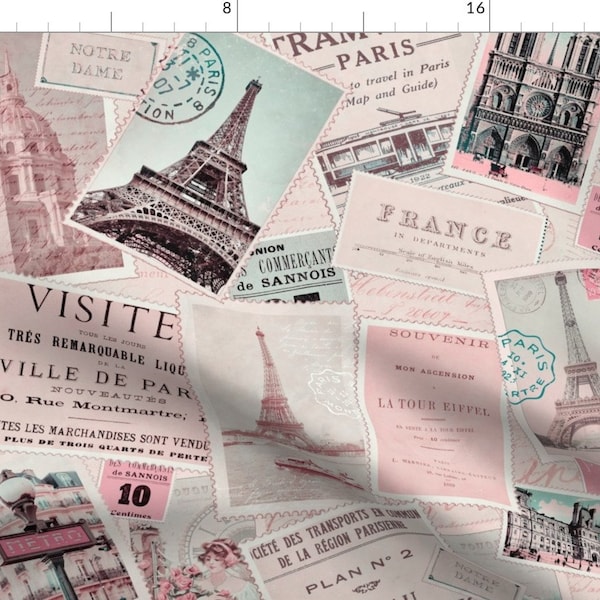 French Postcard Fabric - Etsy