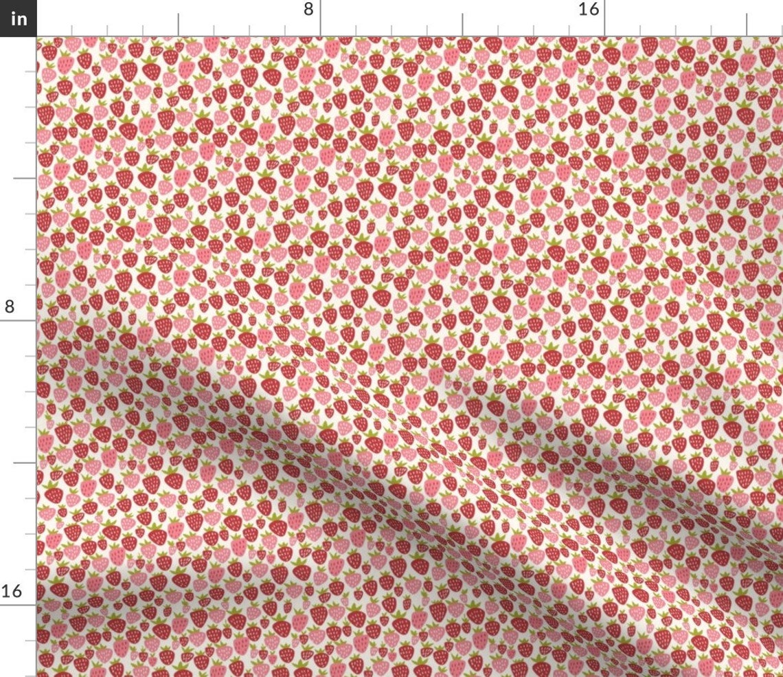 Summer Pink and Red Strawberry Fabric Strawberry Fun by - Etsy
