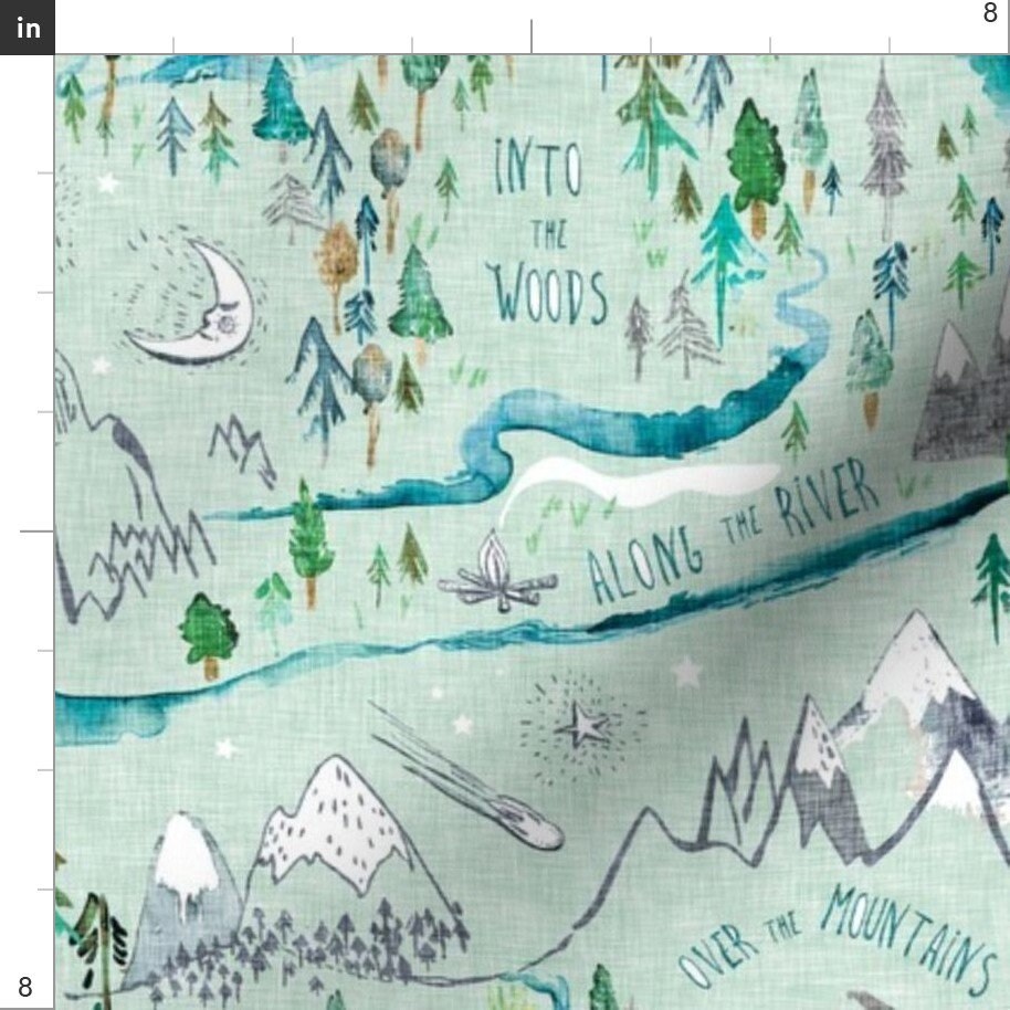 Mountain Adventure Fabric Let's Go Adventuring Sage by | Etsy