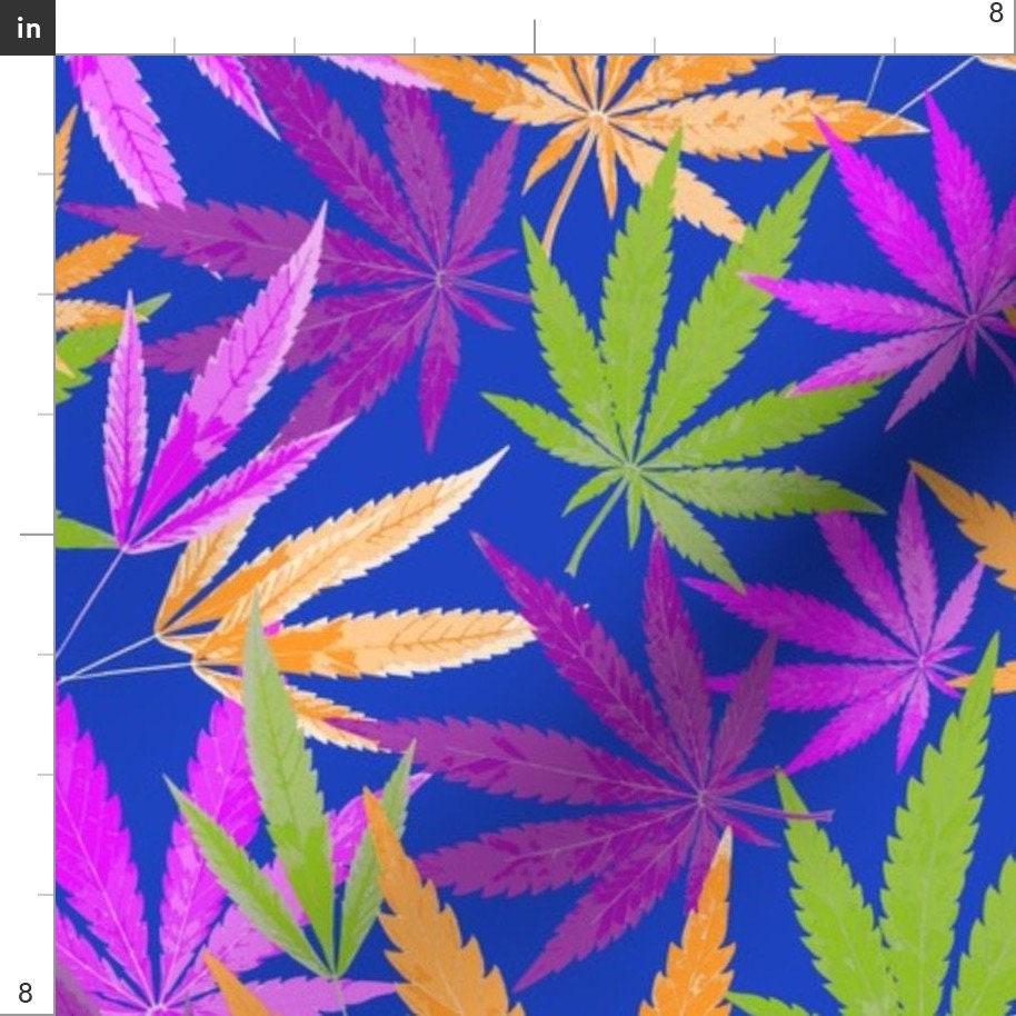 Marijuana Fabric Colorful Marijuana Leaves by - Etsy