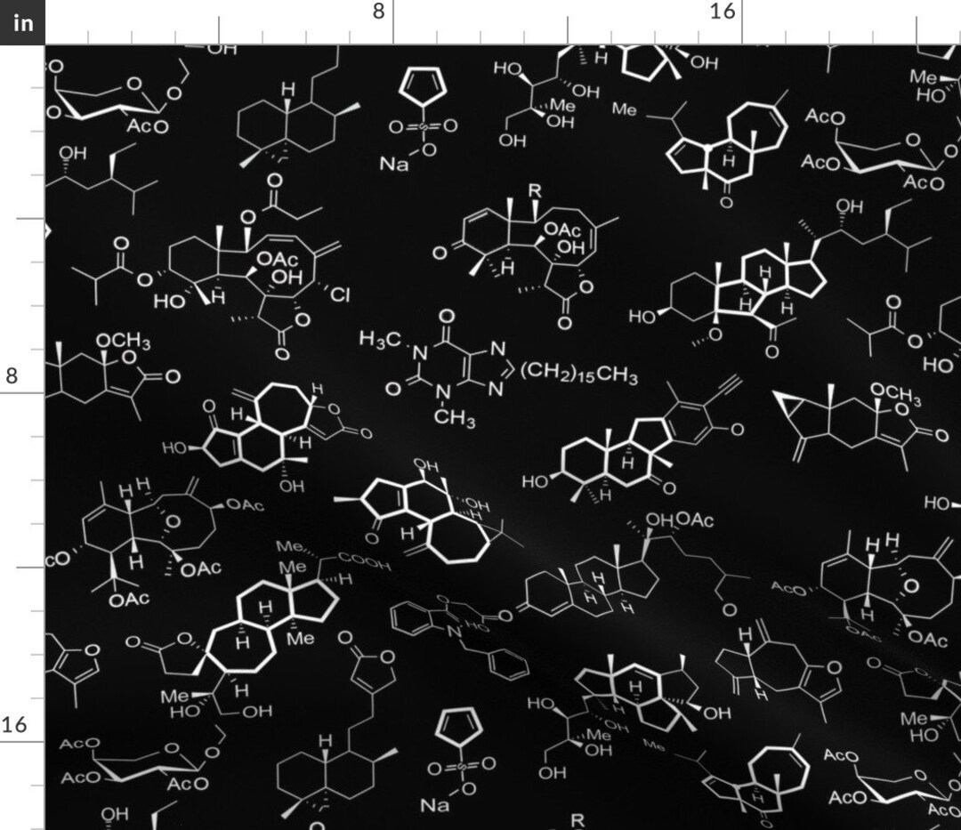 Chemicals Fabric Molecules on Black Large by Thin Line Textiles ...