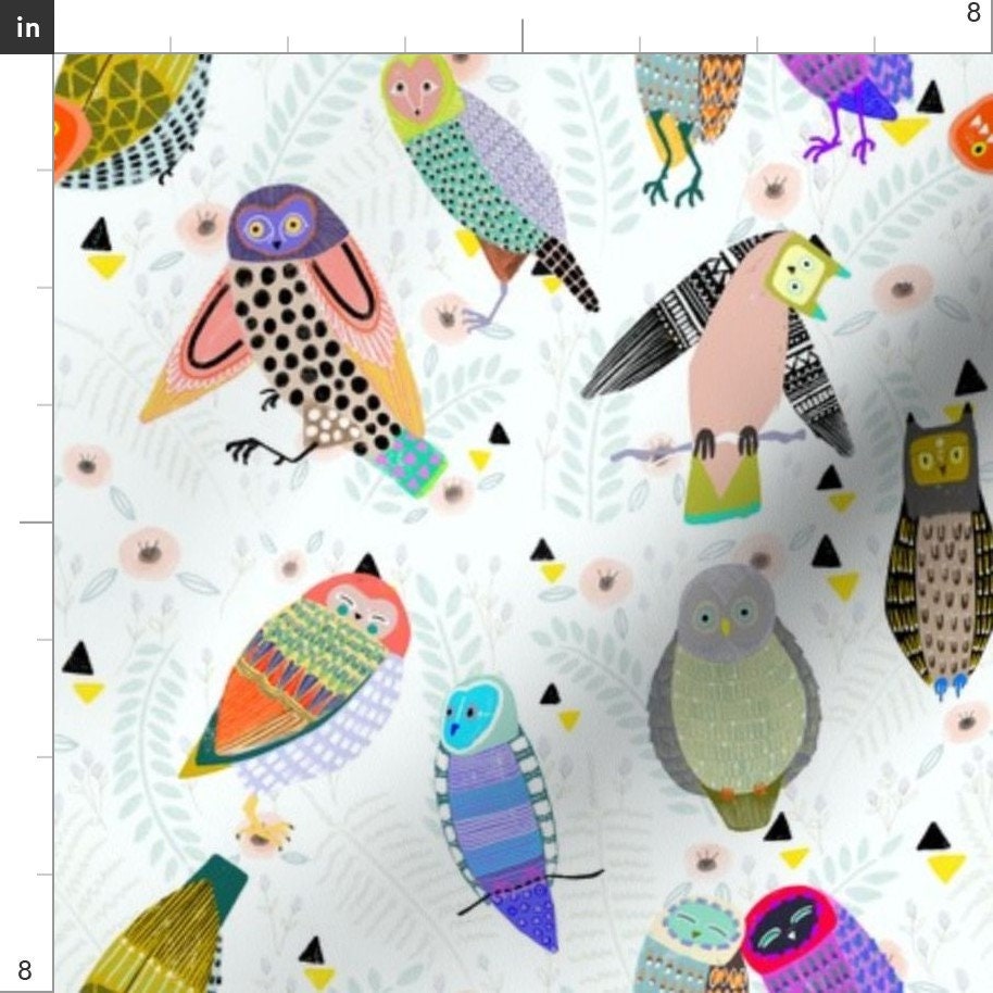 Colorful Owls Fabric Owl Party by Emilyrosethomson - Etsy