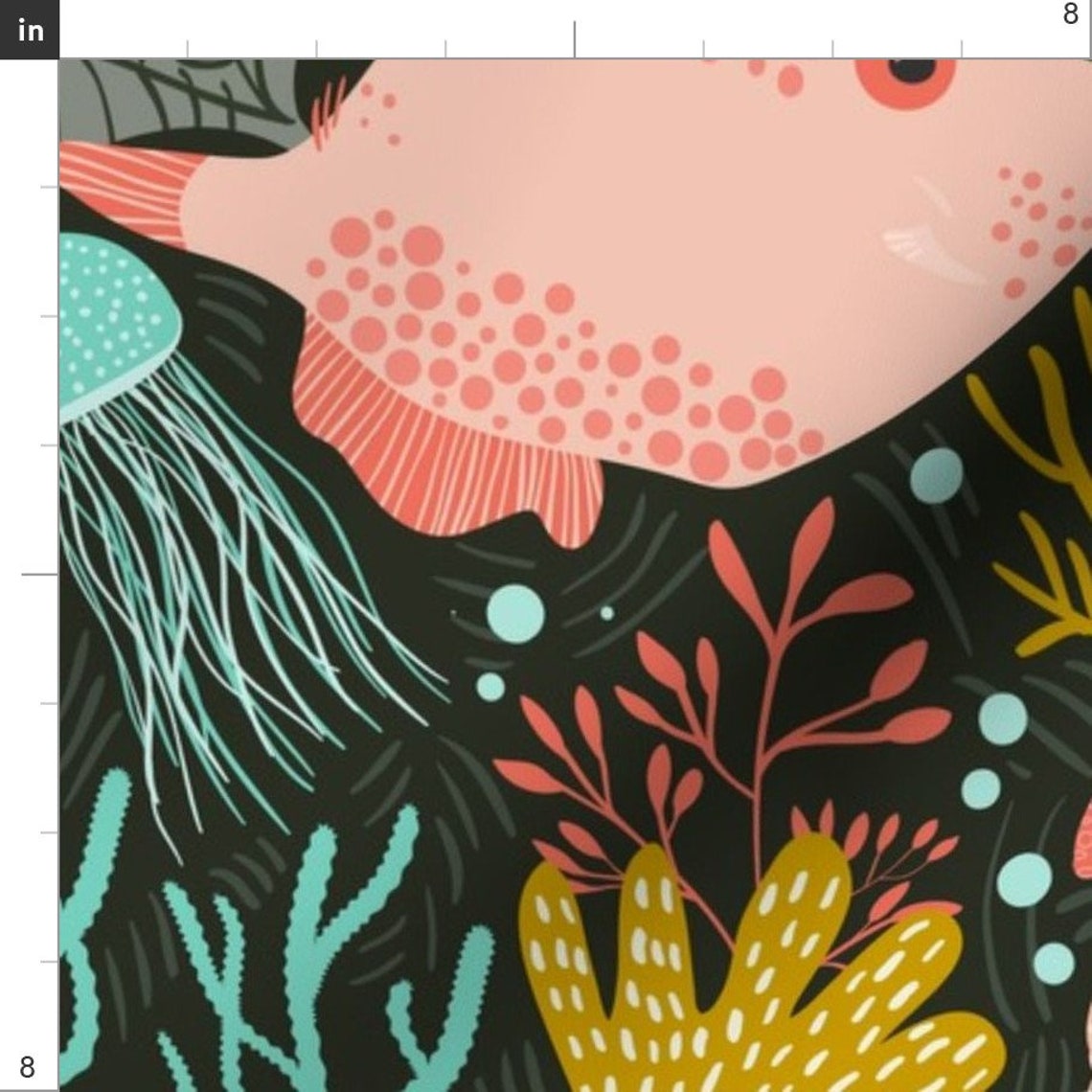 Marine Life Fabric Marine Life by Melarmstrongdesign Marine | Etsy