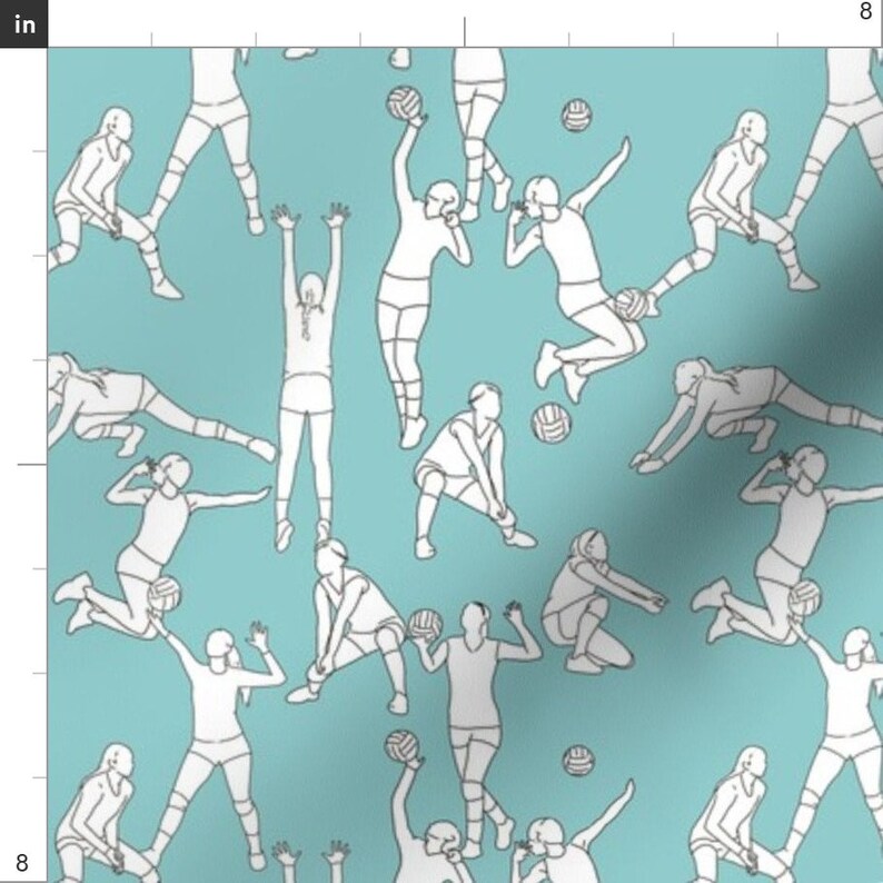 Volleyball Fabric Volleyball on Light Blue by Landpenguin - Etsy
