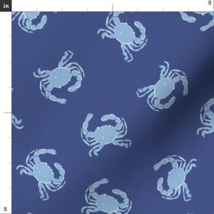 Blue Crab Apparel Fabric - Cute Crab by Hufton_studio - Preppy Coastal ...