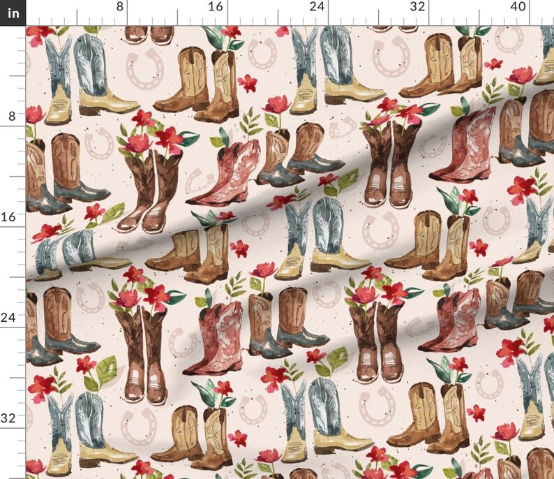 Cowboy Boots Fabric Western Boots Large by Sarah Treu - Etsy