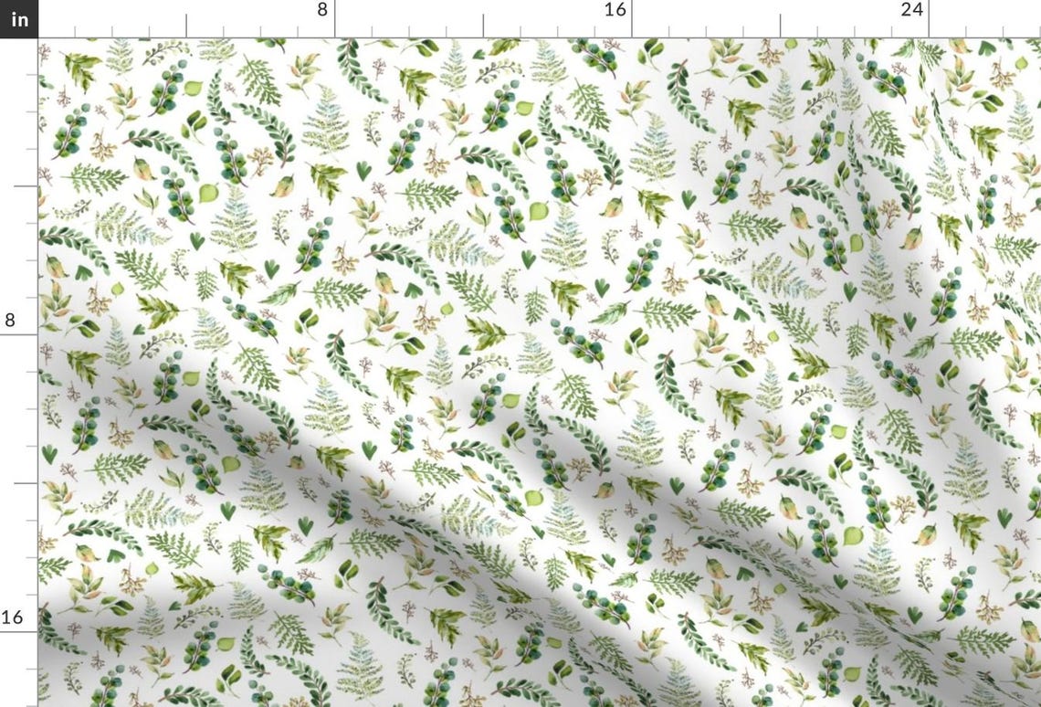 Woodland Fabric - Cub and Leaves Mix and Match - White by Shopcabin ...