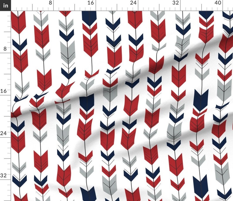 Fletching Arrows Fabric Fletching Arrows // Grey/red/navy by - Etsy
