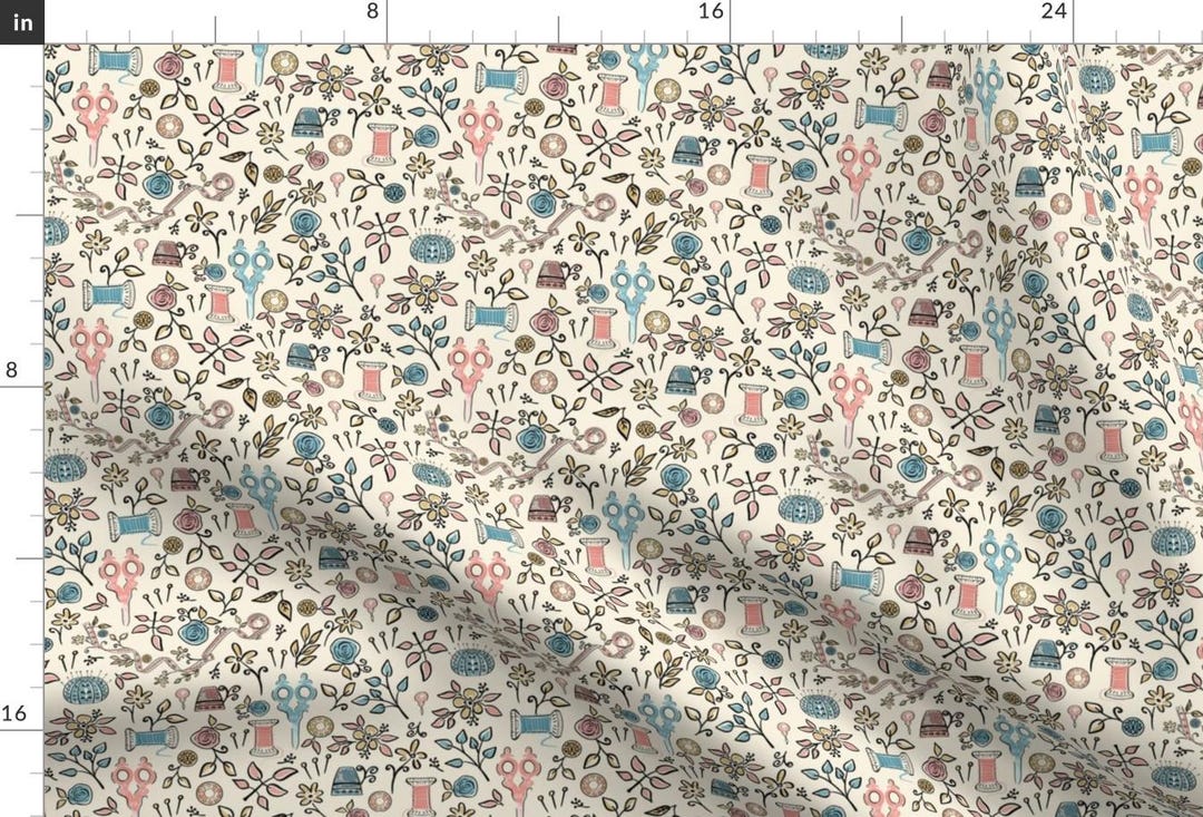 Whimsical Sewing Fabric - Sewing Notions by Luli_print - Ditsy Floral ...
