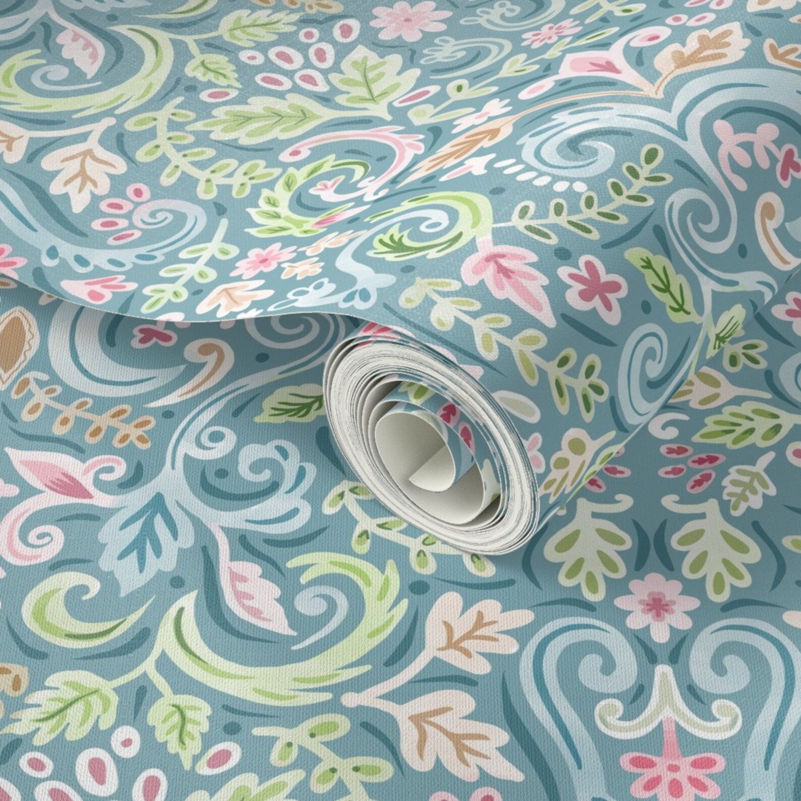 Pretty Blue Rococo Wallpaper Softly Goes Rococo by - Etsy