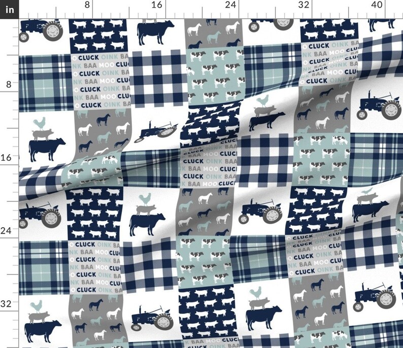 Farm Fabric Farm Life Tractor Wholecloth Patchwork Navy - Etsy